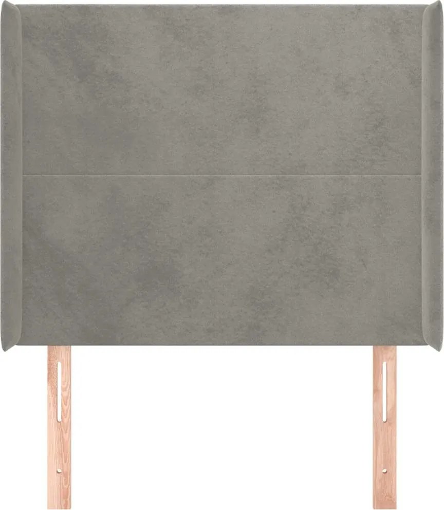 Čelo postele typu ušák světle šedé 83x16x118/128 cm samet 3119330