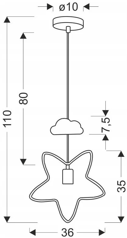 Bílo-černý závěsný lustr Star pro žárovku E27 - Candellux