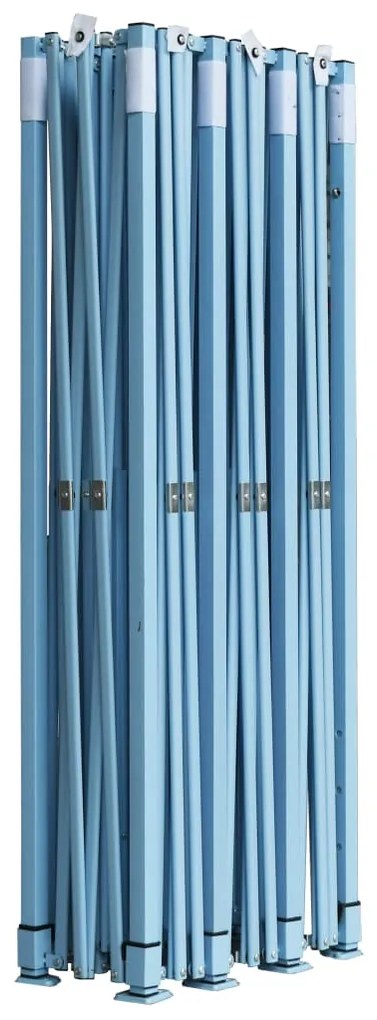 Skládací nůžkový party stan s 5 bočními stěnami - modrý | 3x9 m
