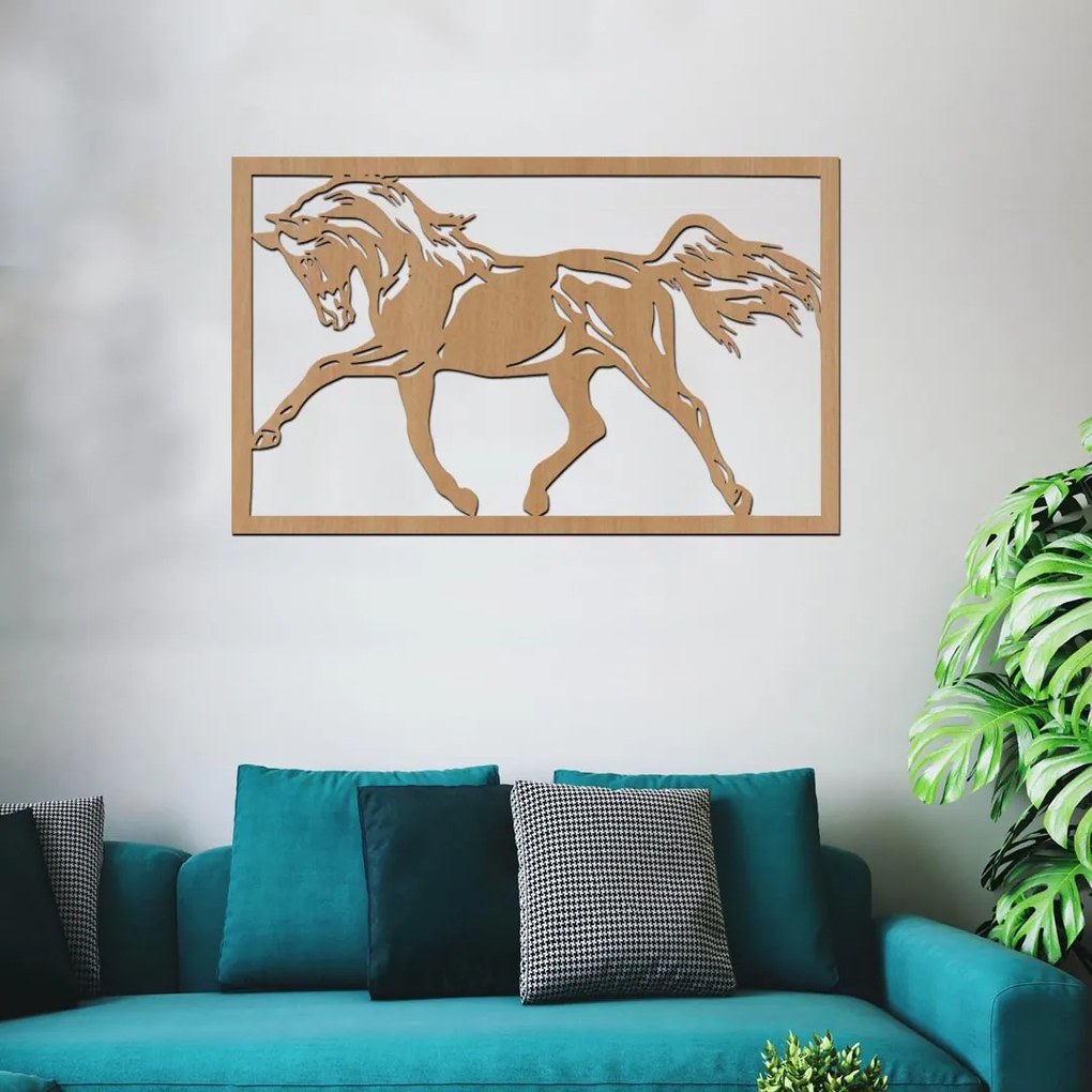 dřevo života Dřevěný obraz Kůň Zvolte rozměr (cm): 80x48, Zvolte barvu dekoru: Bílá
