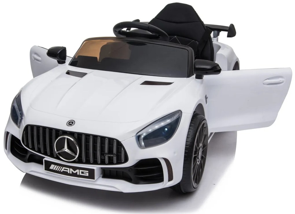 Dětské elektrické autíčko s dálkovým ovládáním BestBerg BBCC-50W – Mercedes-Benz AMG GT R / nosnost 25 kg / Li-Ion baterie / bílá