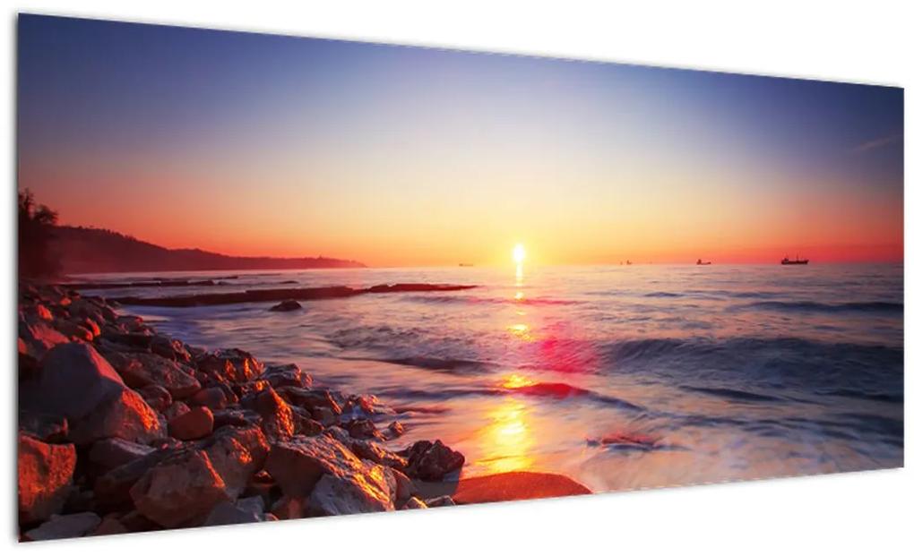 Moderní obraz - západ slunce nad mořem (100x40cm)