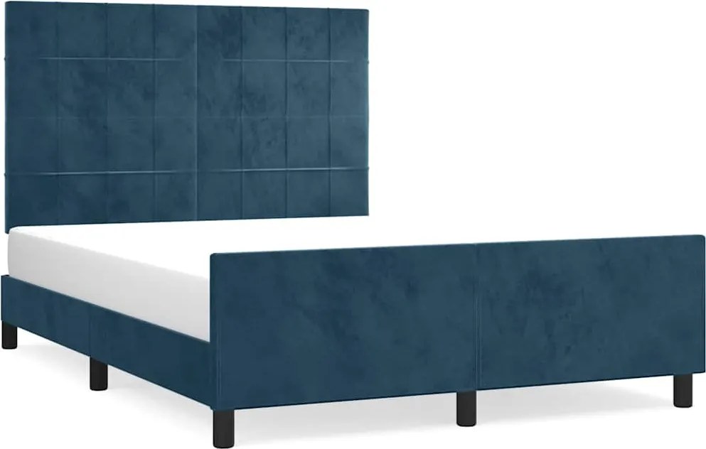 Rám postele bez matrace tmavě modrý 140x200 cm samet 3125761