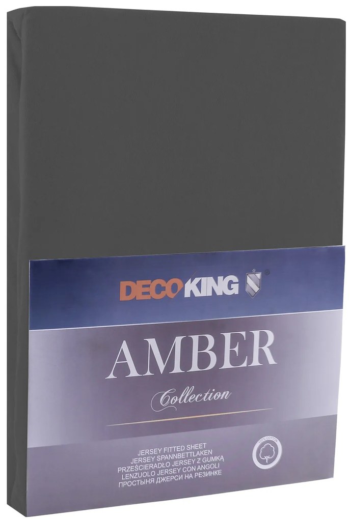DecoKing 80x200 cm Bavlněné jersey prostěradlo Amber grafitově šedá Deco king 80-90x200