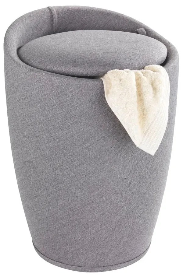 Světle šedý koš na prádlo a taburetka v jednom Wenko Linen Look, 20 l