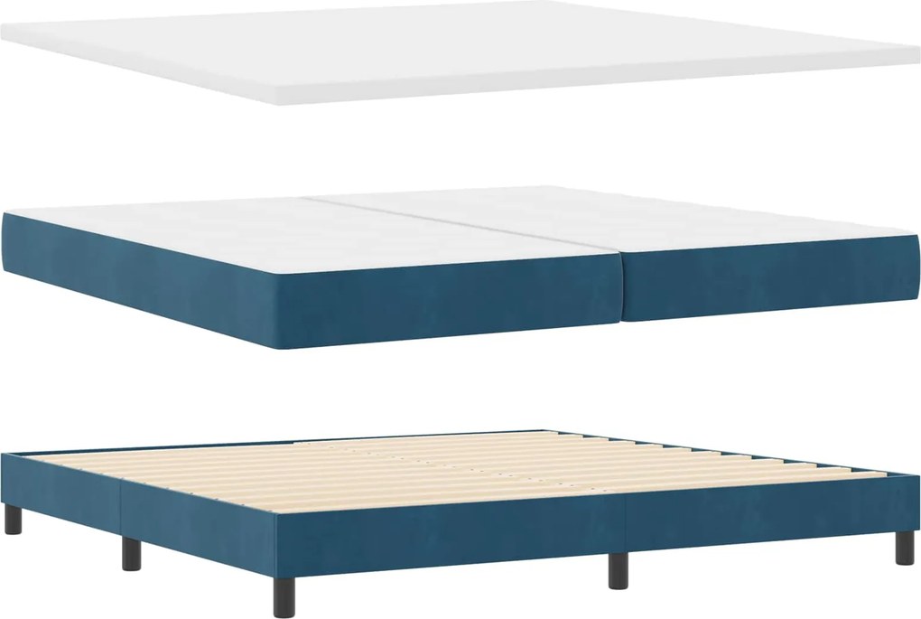 Postel s boxspringem s matrací Tmavě modrá 200 x 200 cm samet 3339132