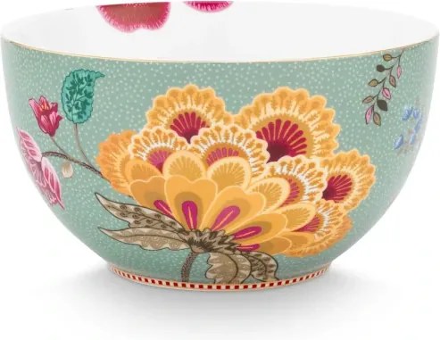 Pip Studio Blooming Tales miska Ø18 cm, modrá (Mísa z tenkostěnného porcelánu na salát nebo špagety)