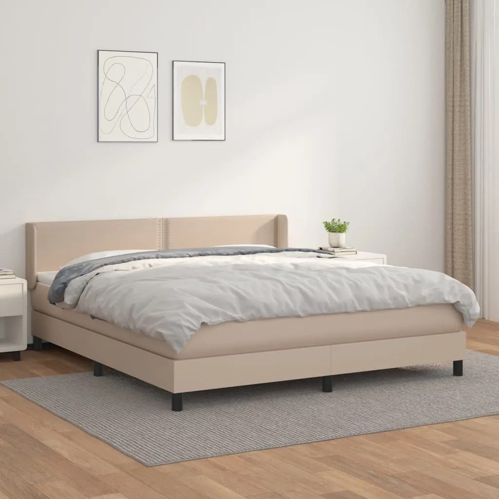 Box spring postel s matrací cappuccino 180 x 200 cm umělá kůže