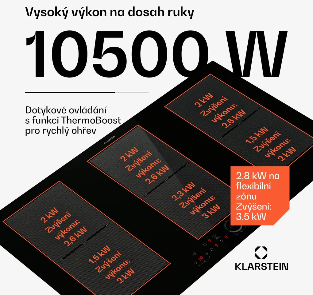 Klarstein Delicatessa 90 Full Flex vestavná indukční varná deska 6 zón 10 500 W soběstačná