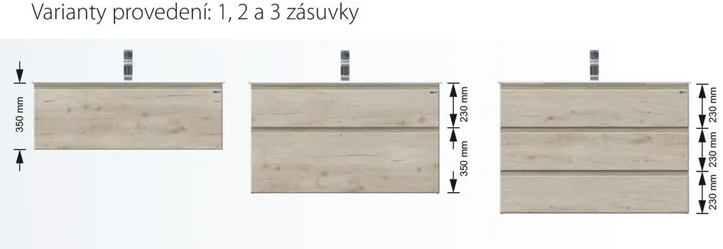 Intedoor skříňka s umyvadlem Letty, 3 zásuvky, LE 80 3Z Varianta: A0076 Antracit LESK