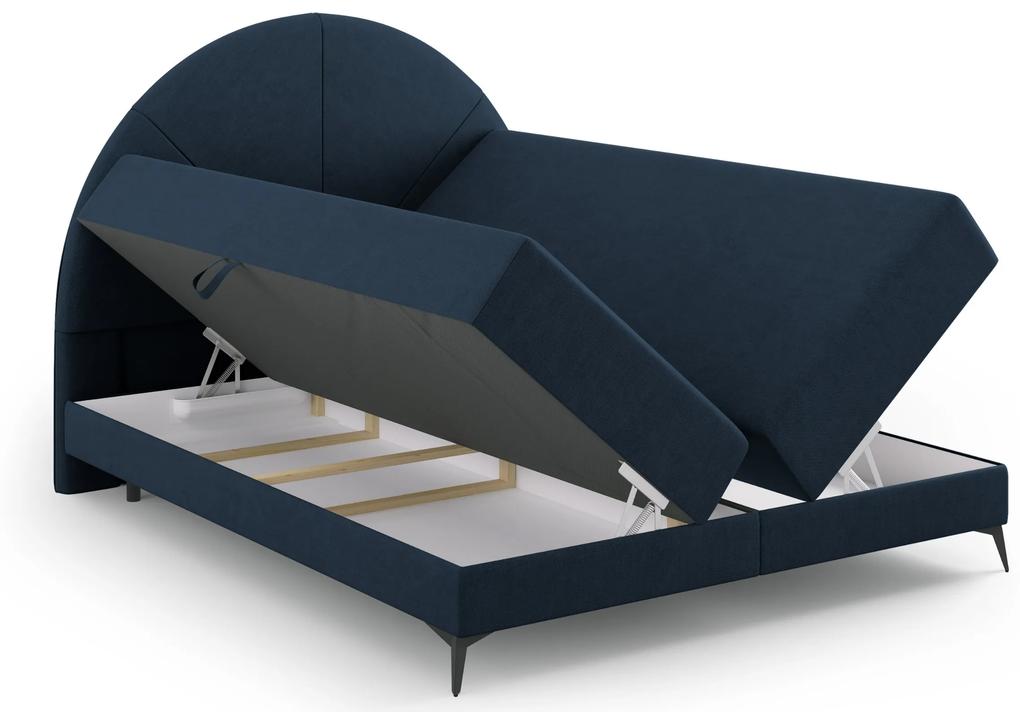 Modrá čalouněná dvoulůžková postel boxspring Cosmopolitan Design Sunset 160 x 200 cm