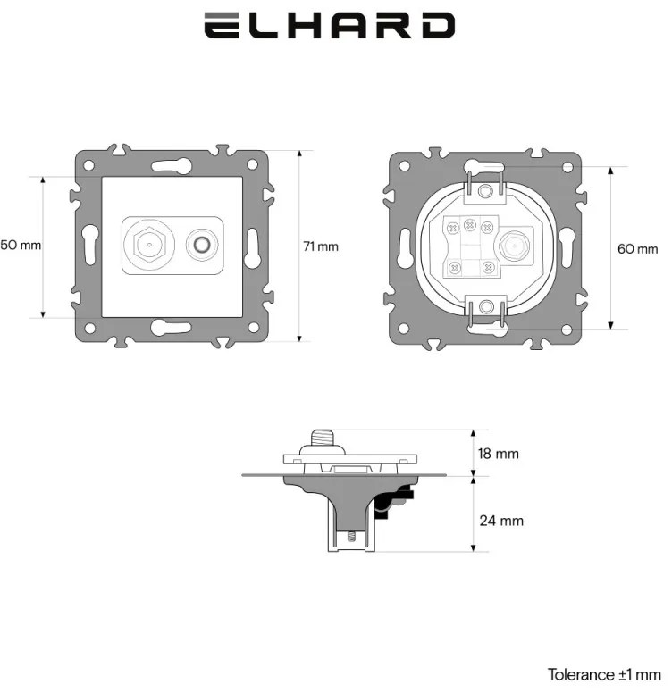 Elhard TV+SAT zásuvka Royal, bílá YK2128W