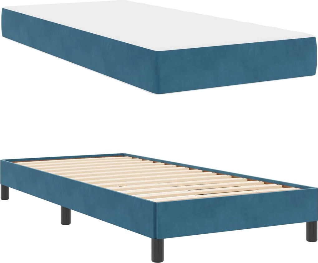 Postel s boxspringem s matrací Tmavě modrá 100 x 200 cm textil 3398675