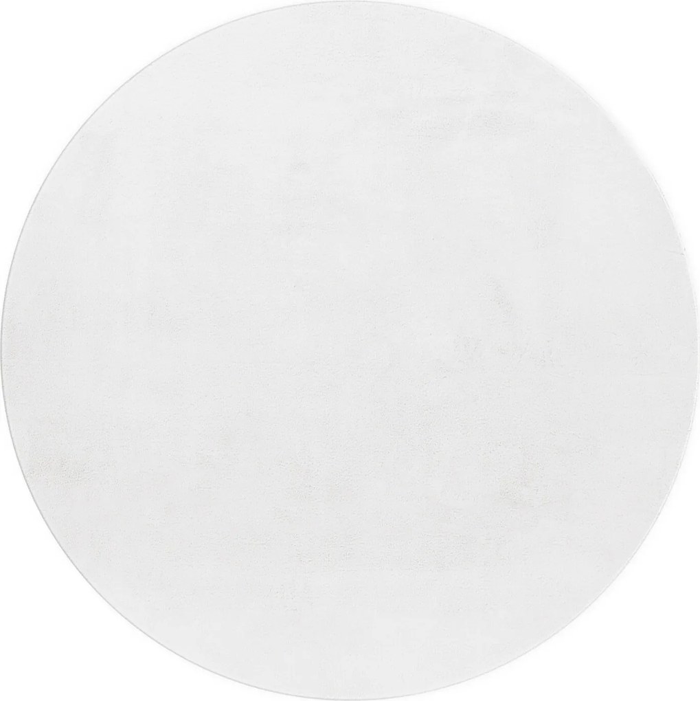 Ayyildiz, Kusový koberec Pouffy 5100 White kruh, 160x160 (průměr) kruh, bílá, obývací pokoj