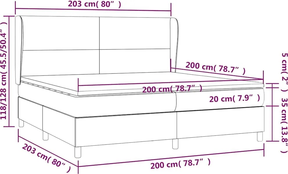 Box spring postel s matrací tmavě šedá 200x200 cm samet 3129112