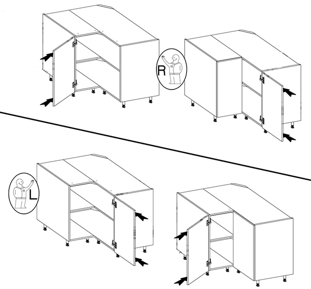 OLD STYLE | dolní kuchyňská skříňka 90x90 DN 2F rohová s policí | 90x90 cm | antracit/old style