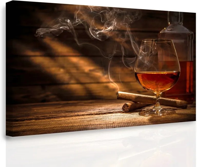 Obraz - Whiskey a doutník (90x60 cm) - InSmile ®