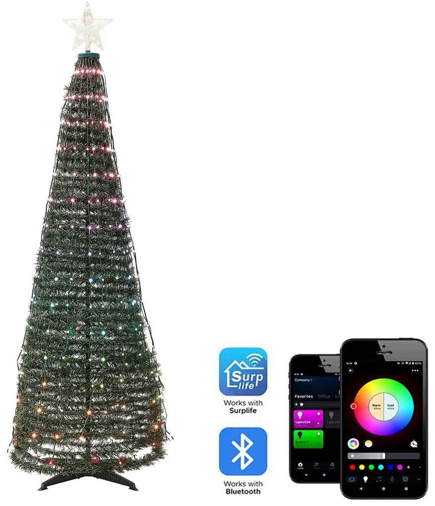 Vánoční stromek s inteligentními LED světly a aplikací 160 cm vícebarevné SAARLOQ Beliani