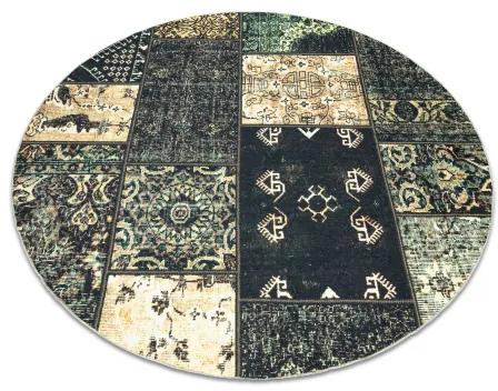 Kulatý koberec ANTIKA Vhodný k praní patchwork moderní zelený Rozměr: průměr 160 cm