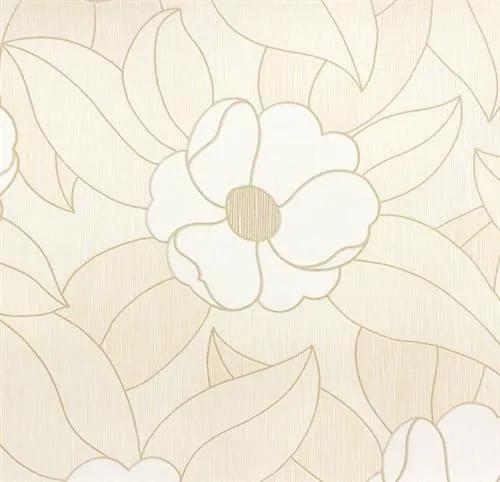 Vinylové tapety na zeď WohnSinn - květy bílé s béžovými konturami