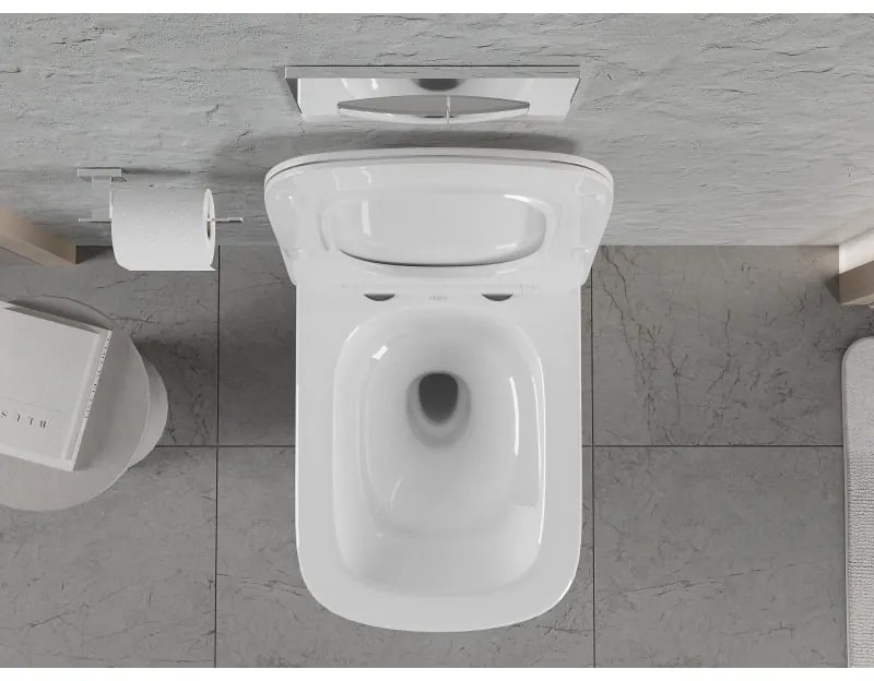 Mexen Riva, závěsná WC mísa 555x370x335 mm, Rimless Tornádo, bílá lesklá, 3363XX00T