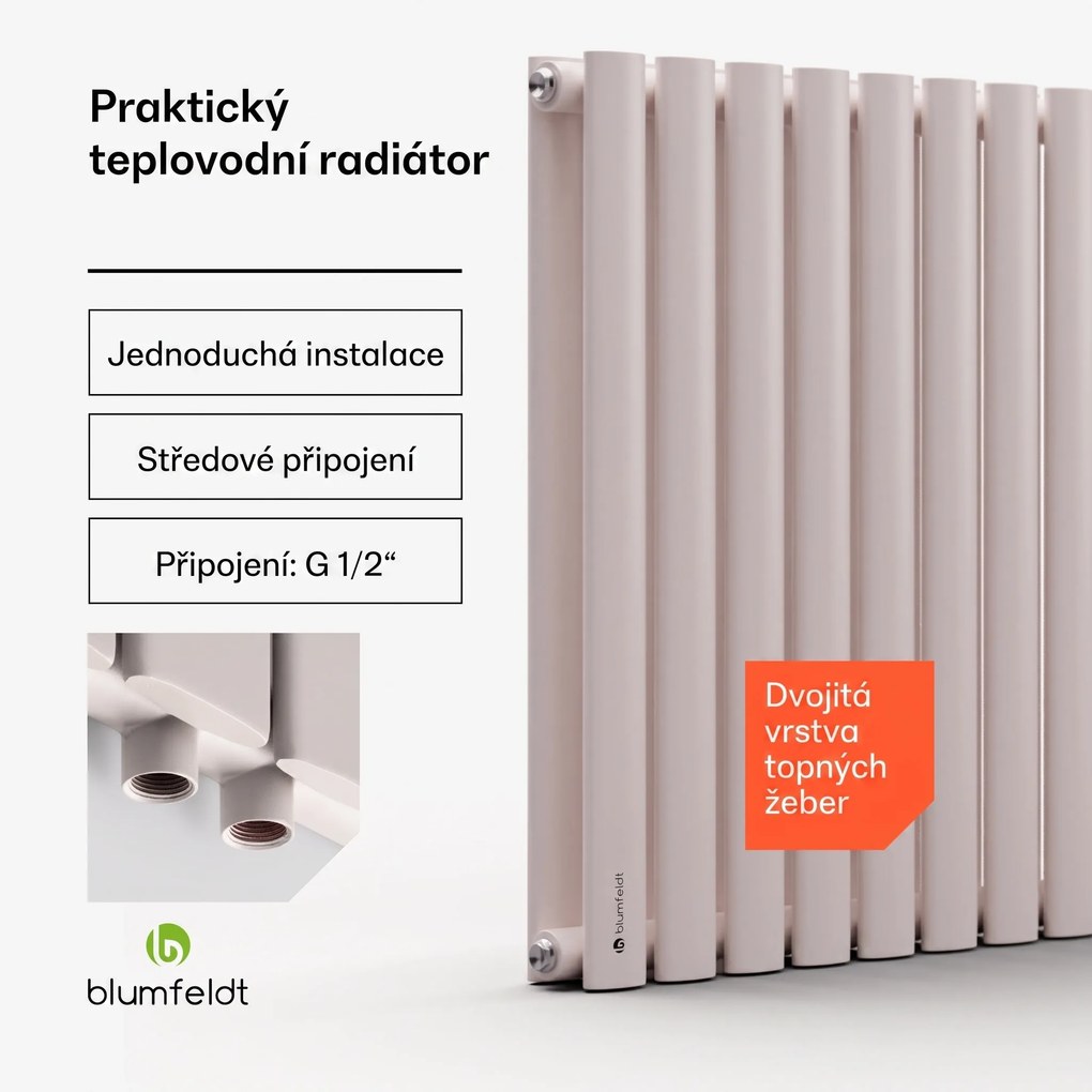 Blumfeldt Tallheo, 100 x 60, radiátor, trubkový radiátor, 1445 W, teplovodní, 1/2