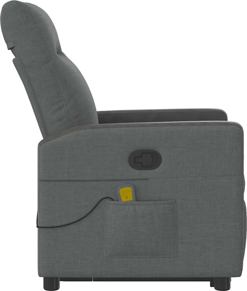 Zvedací masážní polohovací křeslo tmavě šedé textil 3324060