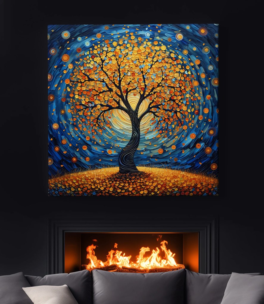 Obraz na plátně - Strom života Spirála propojení FeelHappy.cz Velikost obrazu: 120 x 120 cm