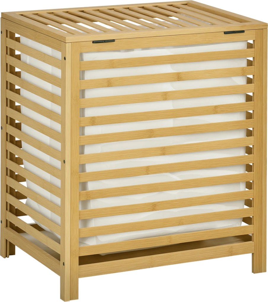 HOMCOM Koš na prádlo 55L Bambusová truhla na prádlo s víkem a vyjímatelným pytlem na prádlo do ložnice a koupelny 50x36x60cm Příroda | Aosom.de