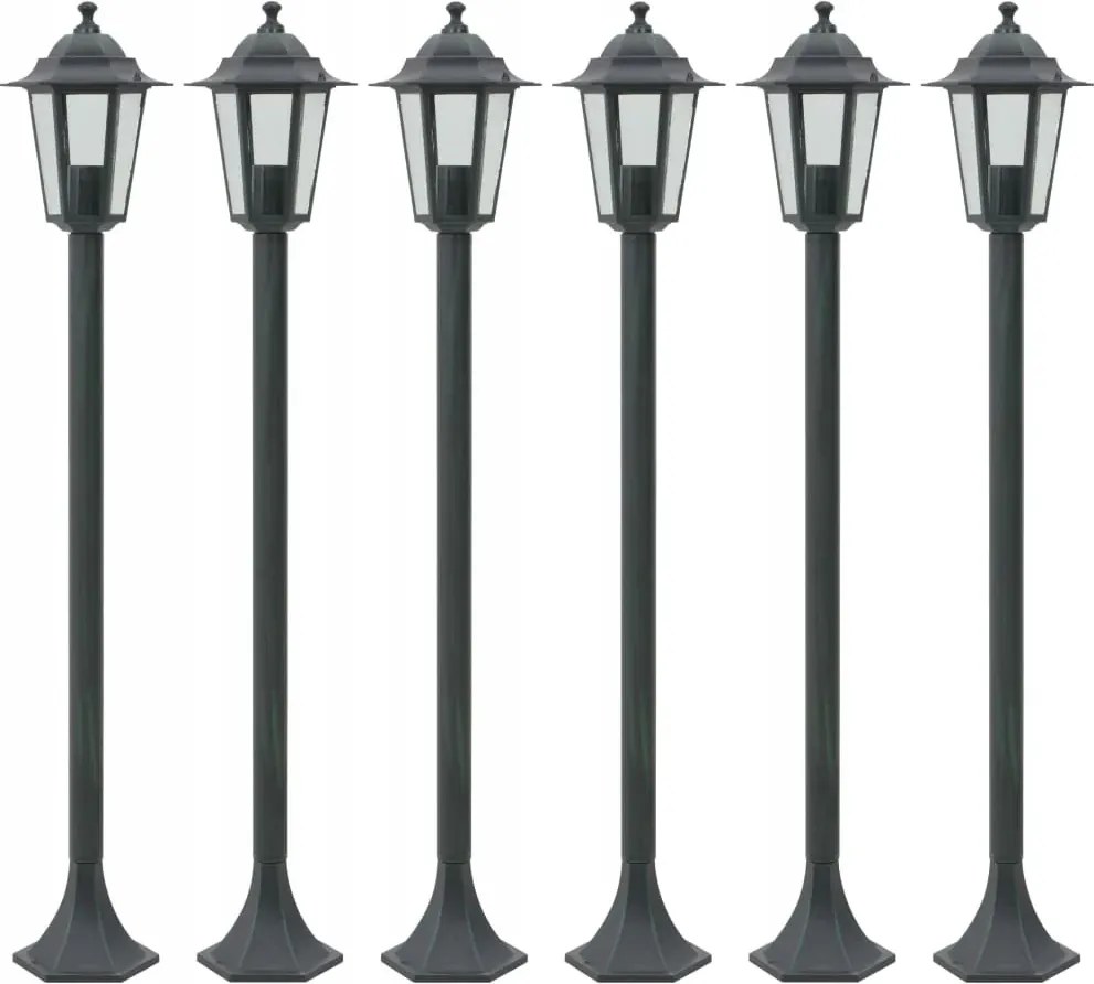Fionshop 262938221 Zahradní sloupové lampy 6 ks E27 110 cm hliníkové tmav