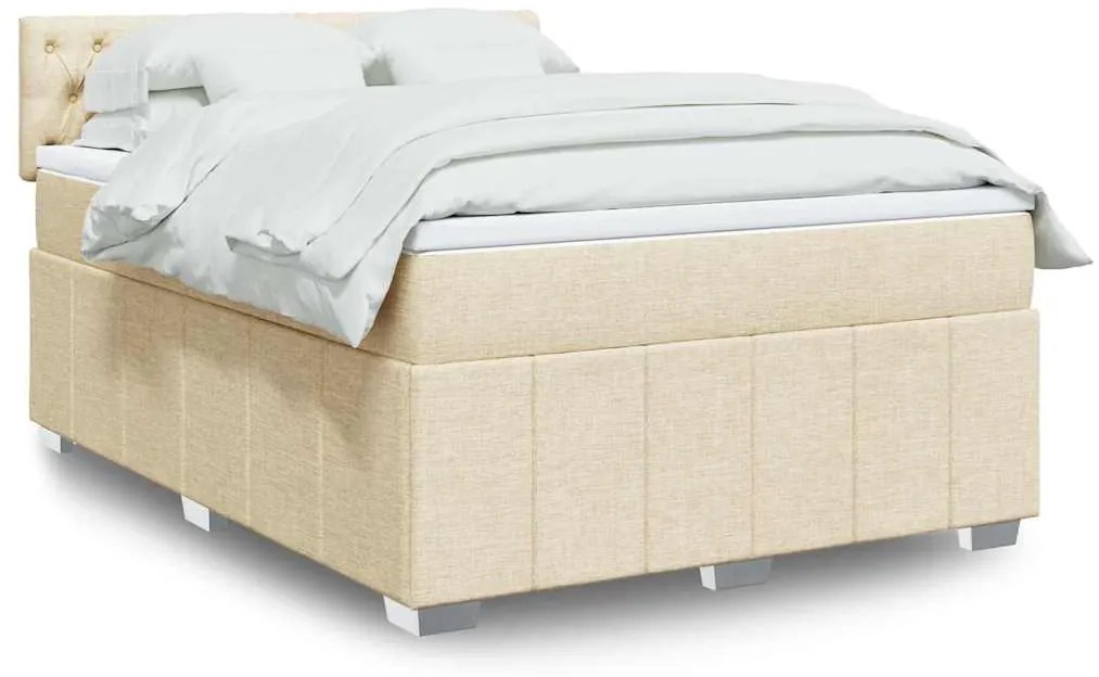 Box spring postel s matrací krémová 140x190 cm textil 3287075