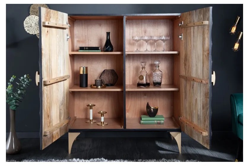Massive home | Designová vysoká komoda Black Golden Sunset 120cm