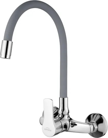 Invena Verso, nástěnná kuchyňská baterie 150mm s elastickým ramenem, šedá-chromová, INV-BC-82-E5S-L