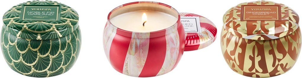 Voluspa dárková sada vánočních svíček Holiday Mini Tin Trio, 3x113 g