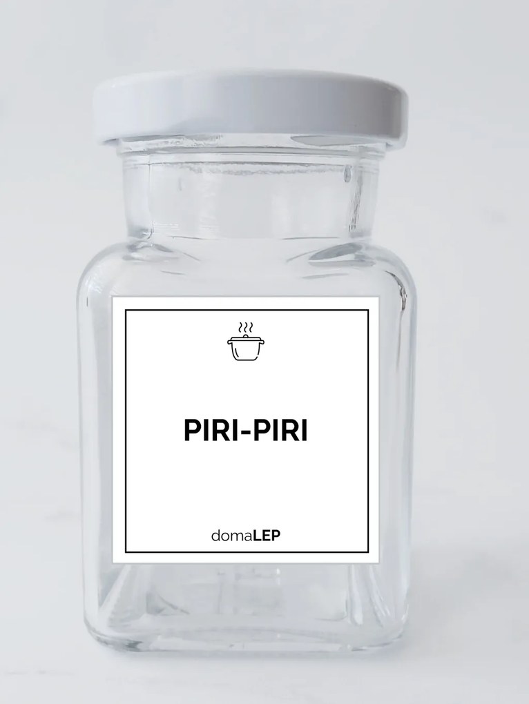 Samolepka na kořenky PIRI-PIRI bílá 5 × 5 cm tučné písmo
