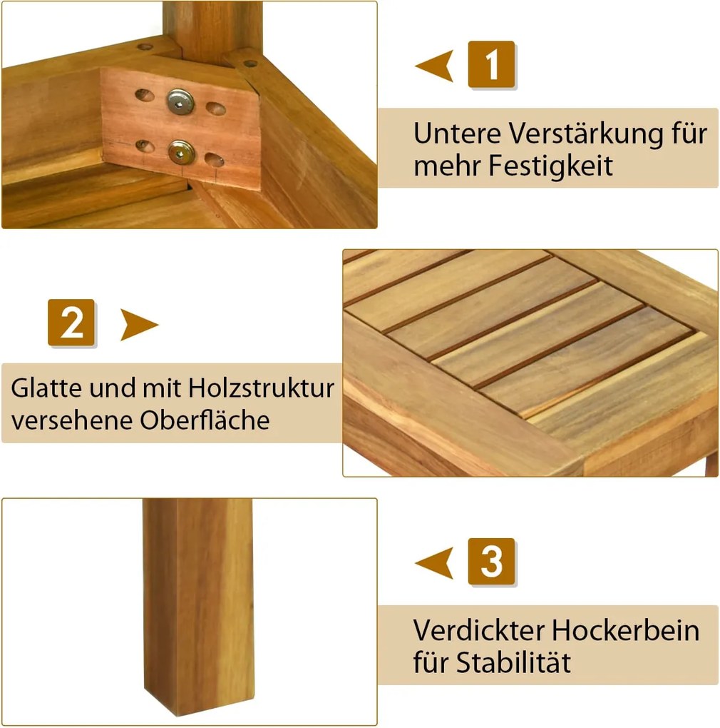 Costway Venkovní lavice z akátového dřeva Rustikální dřevěná Teak, přírodní