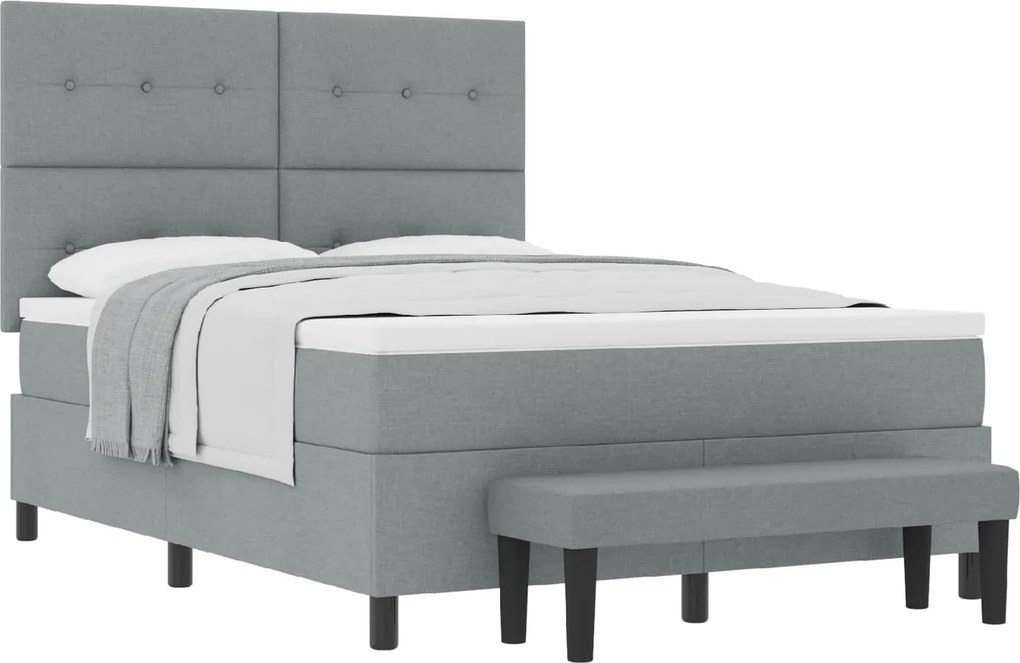 Postel s boxspringem s čelo Světle šedá 160 x 200 cm textil 3344079