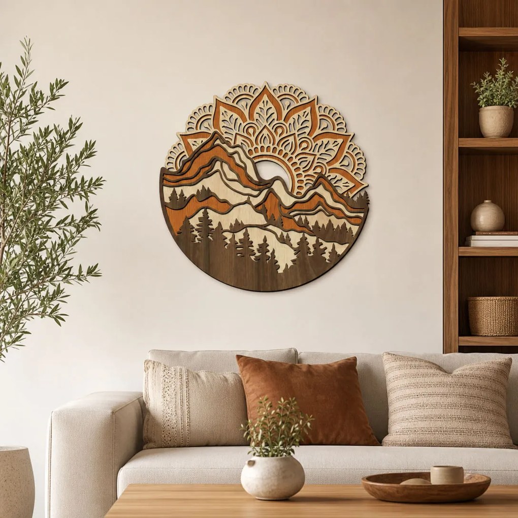 dřevo života 3 vrstvá mandala HORY Zvolte rozměr (cm): 80x80, Zvolte barvu dekoru: Buk-Ořech-Wenge