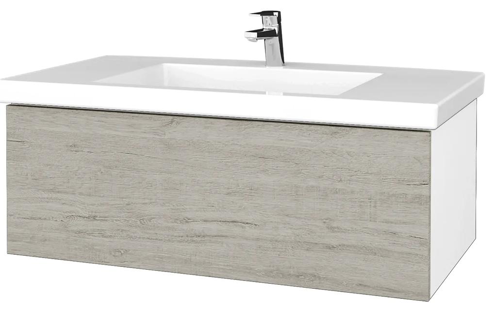 Dřevojas Koupelnová skříňka VARIANTE SZZ 100 Varianta: N01 Bílá lesk / D16 Beton tmavý