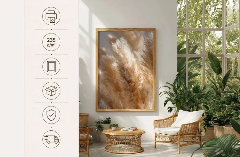 Jemnost přírody - obraz - Pampová tráva v teplých tónech 58 - 50 x 70 cm - 649 Kč