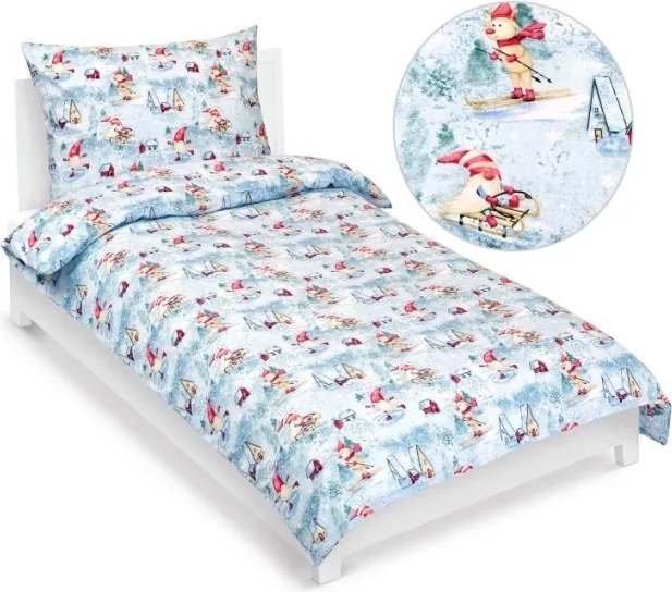 Bellatex Povlečení bavlněné Vánoce 140x200, 70x90 cm Slřítek na bruslích