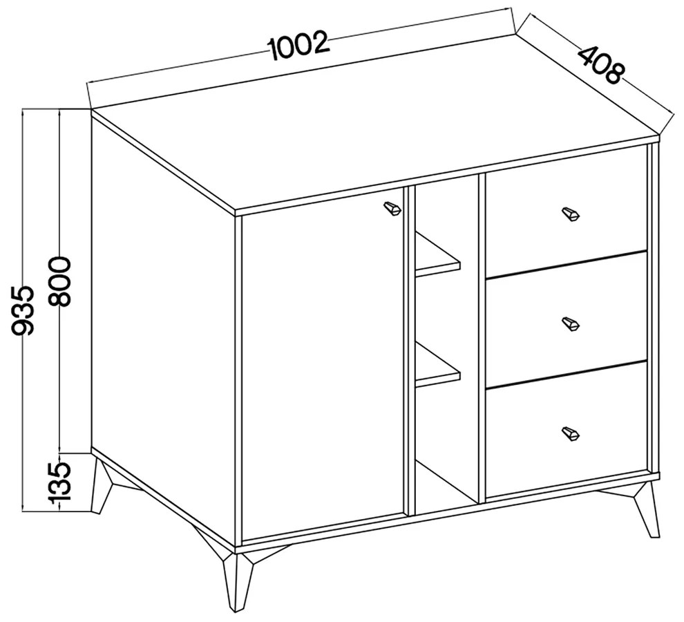 TOKYO 1 e | komoda 824 | 100,2 cm | eukalyptová/černá