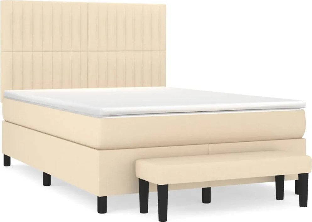Box spring postel s matrací krémová 140x190 cm textil 3136754