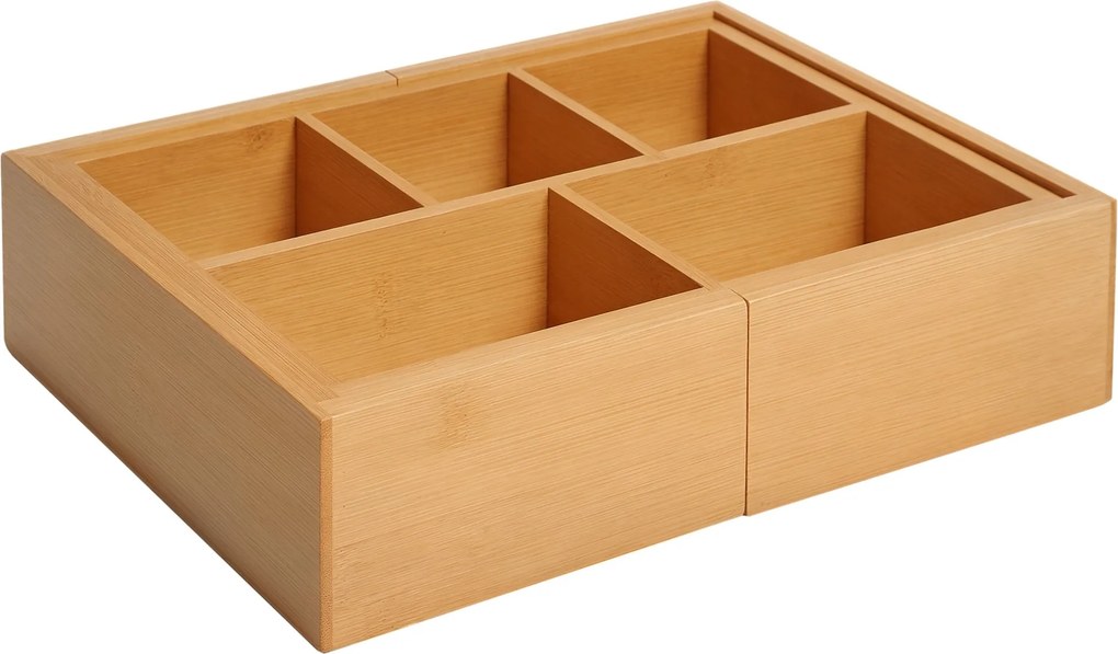 HOMCOM Organizér do zásuvky - Roztahovací Bambusový Organizér Přírodní 24,6 x 17,6 x 7 cm | Aosom