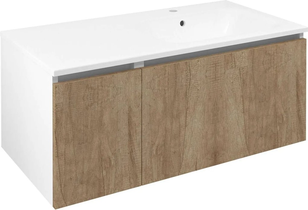 Sapho Lorea - Umyvadlová skříňka 100x46x52 cm, 1x dvířka, 1x zásuvka, pravá, dub alabama/matná bílá LE070-2231-R-02