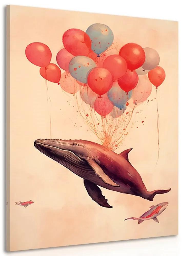 Obraz zasněná velryba s balony - 40x60