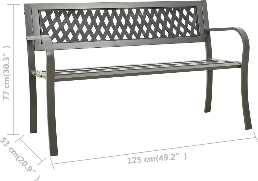 vidaXL Marketos Zahradní lavice 125 cm ocelová šedá