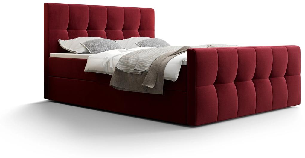 Manželská postel Boxspring 140 cm Macheta Comfort (bordó) (s matrací a úložným prostorem). 1056141