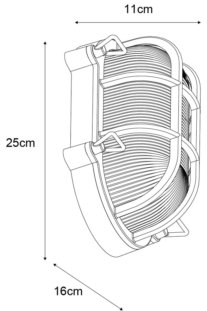 Venkovní nástěnné svítidlo stříbrné oválné IP44 - Noutica