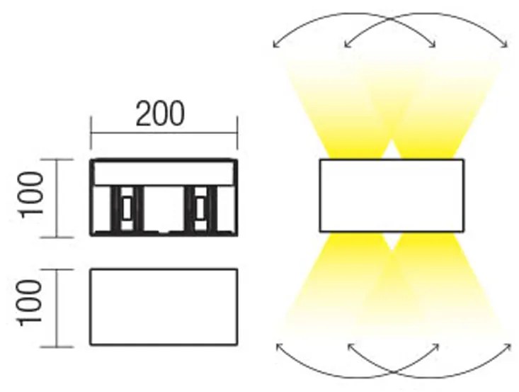 Redo 90303 nástěnné LED svítidlo Vary tmavě šedé, 4x5W, 4000K, 20cm